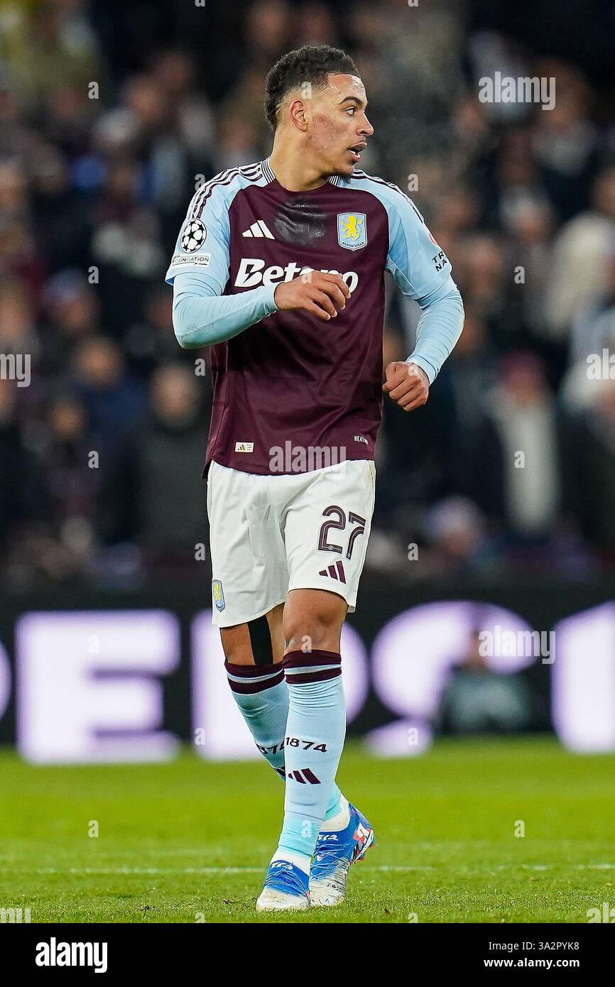 Birmingham, UK. 12th Mar, 2025. Aston Villa FC midfielder Morgan Rogers ...