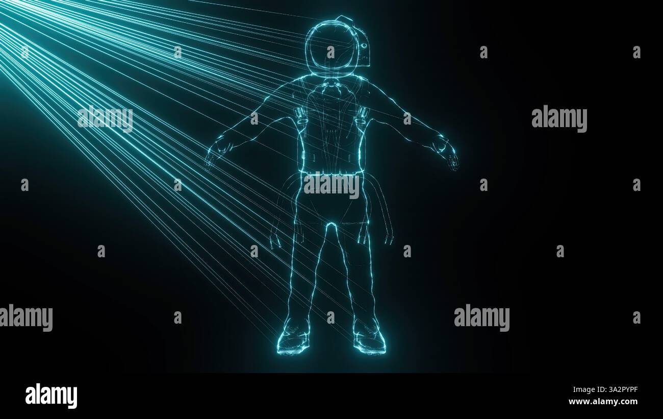 Holographic Astronaut. Computer generated 3d render Stock Photo - Alamy