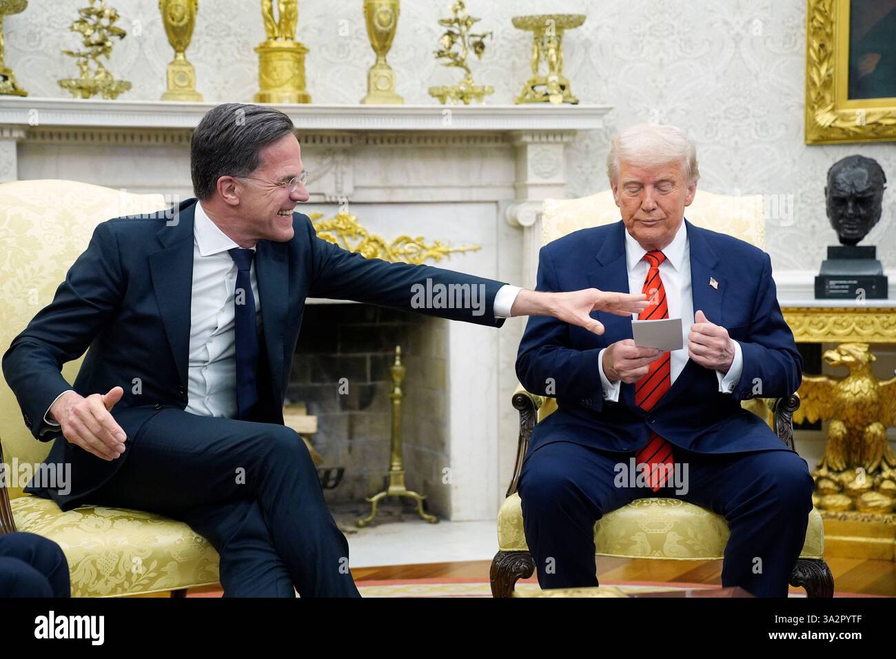 US President Donald Trump meets with NATO Secretary General Mark Rutte ...