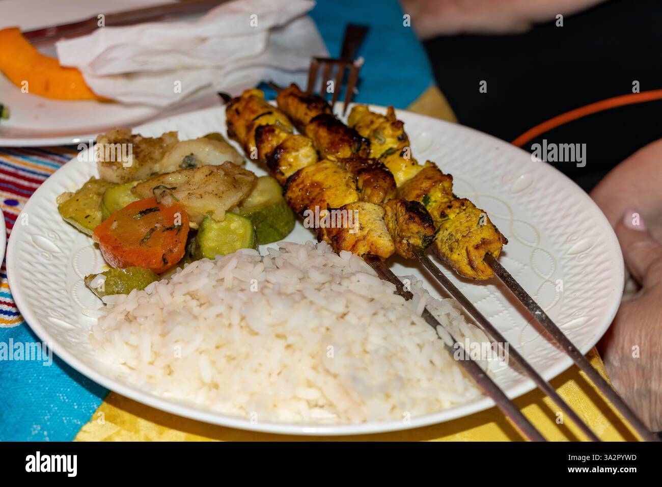 Moroccan traditional grilled chicken, lamb, sausage and mixed baby ...