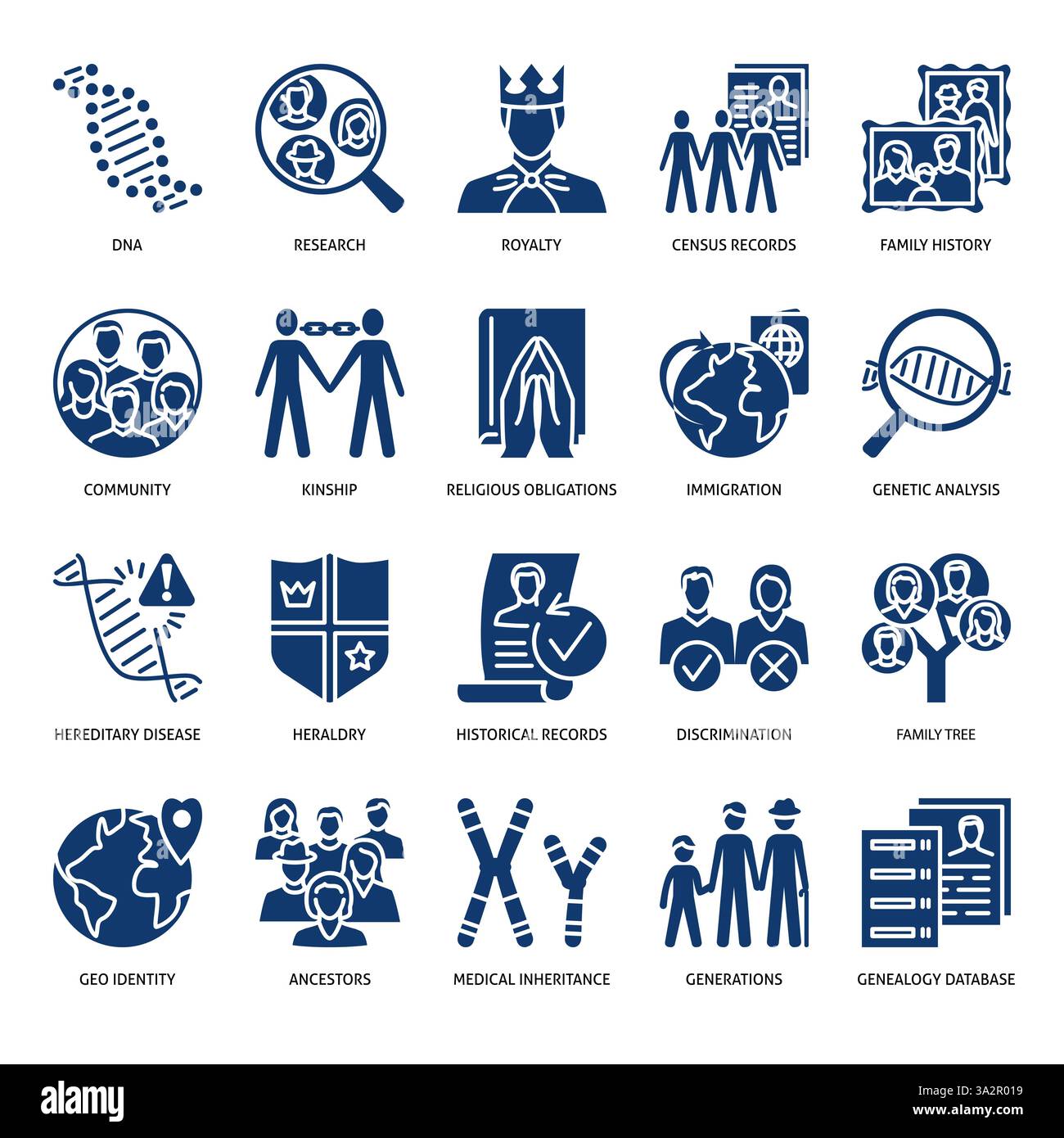 Genealogy and family history icon set. Vector illustration Stock Vector ...