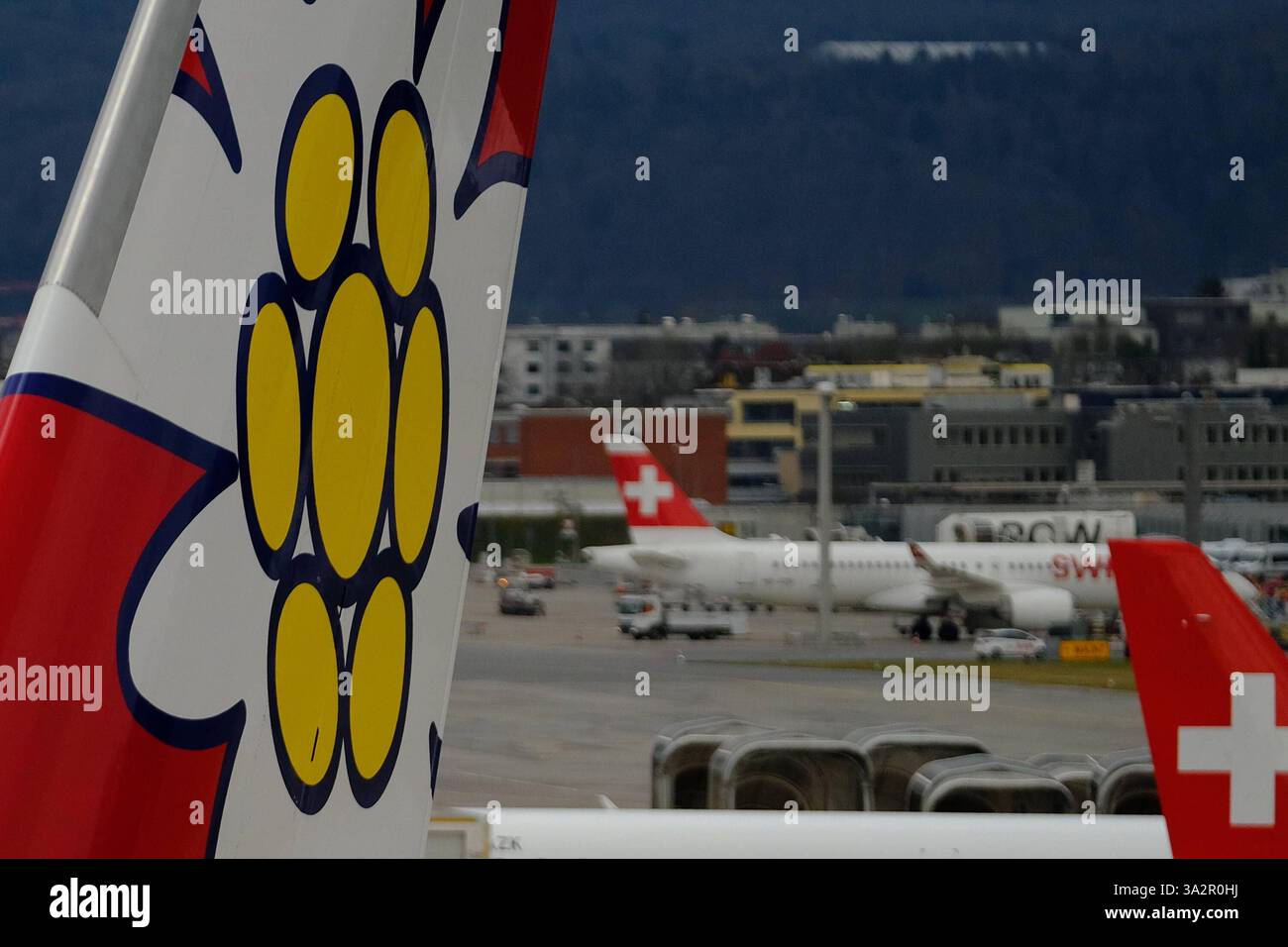Edelweiss A350 tail at Zurich Airport - First landing of an Airbus A350 ...
