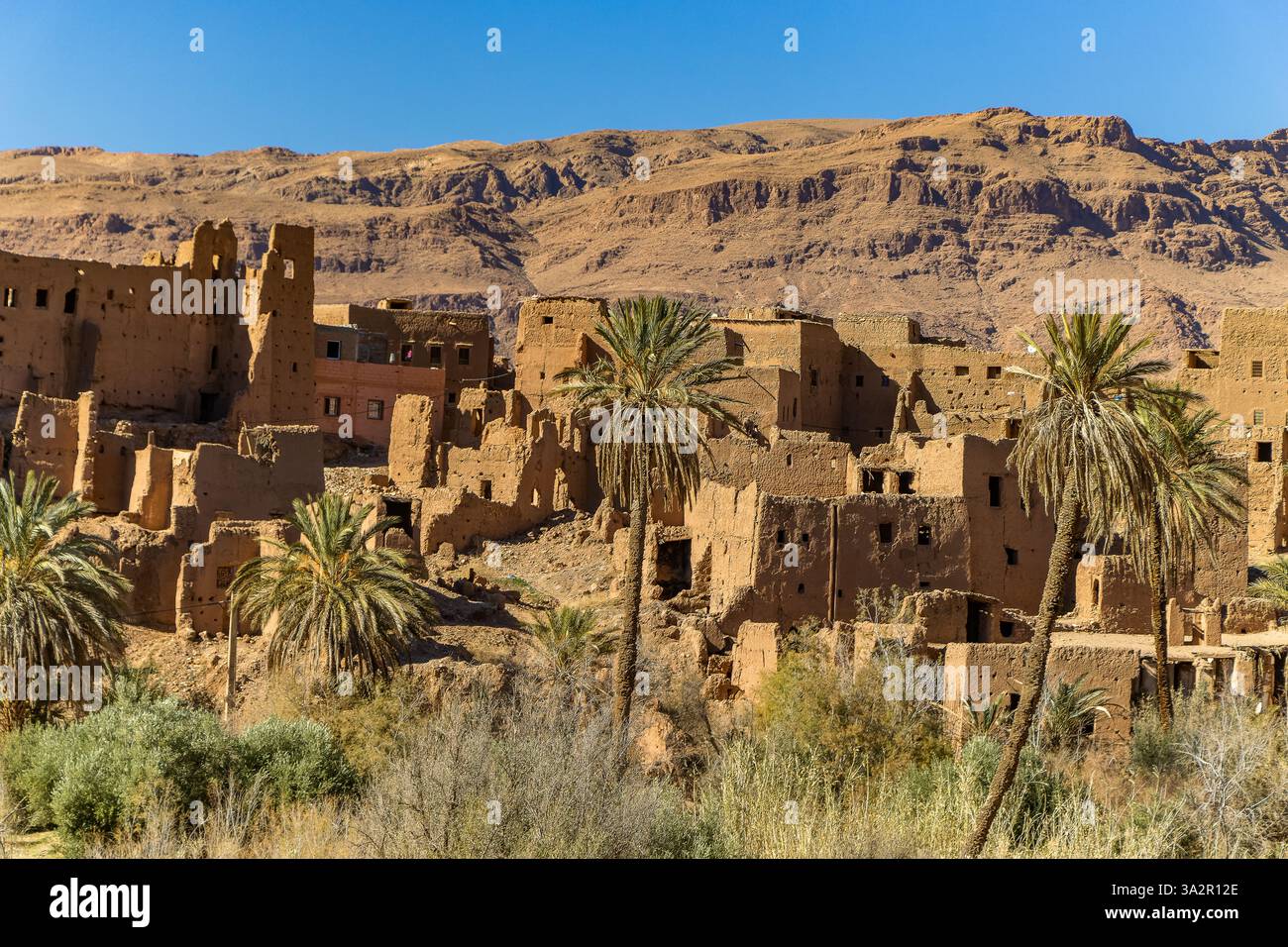 Tinghir, Draa Tafilalet, Morocco. View of the town of Tinghir, Tinerhir ...
