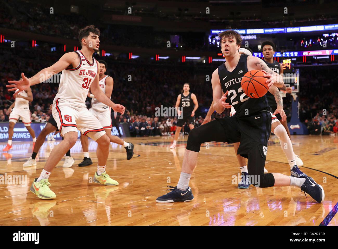 Butler forward Patrick McCaffery (22) drives to the basket during the ...