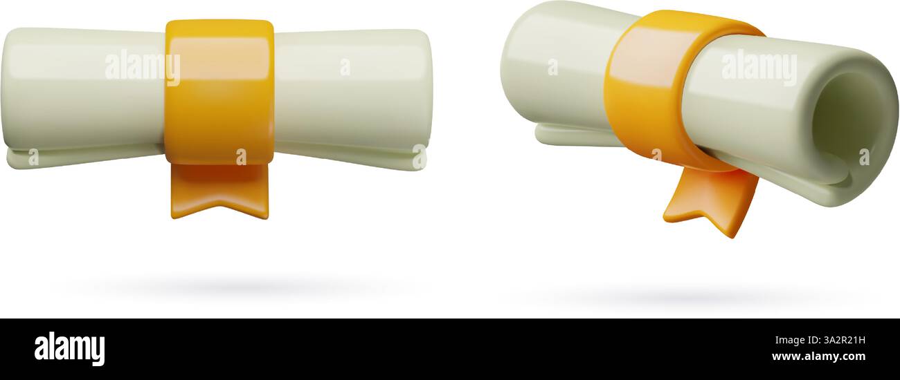 3D diploma paper scrolls with gold ribbon graduation certificate three ...