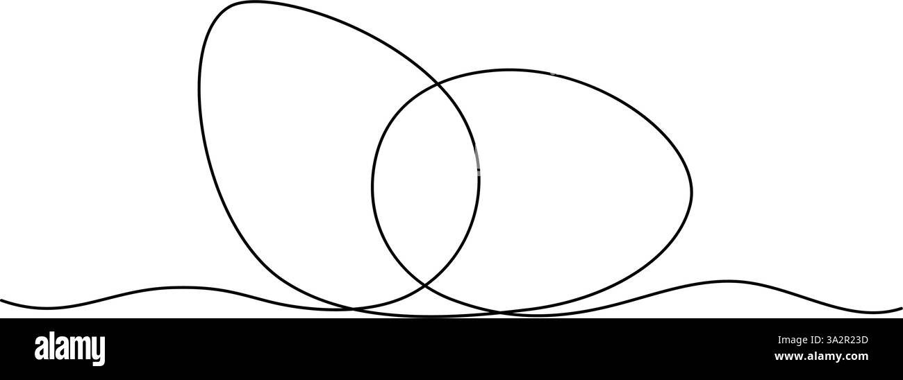 Two eggs single line art abstract drawing. Black and white minimal ...