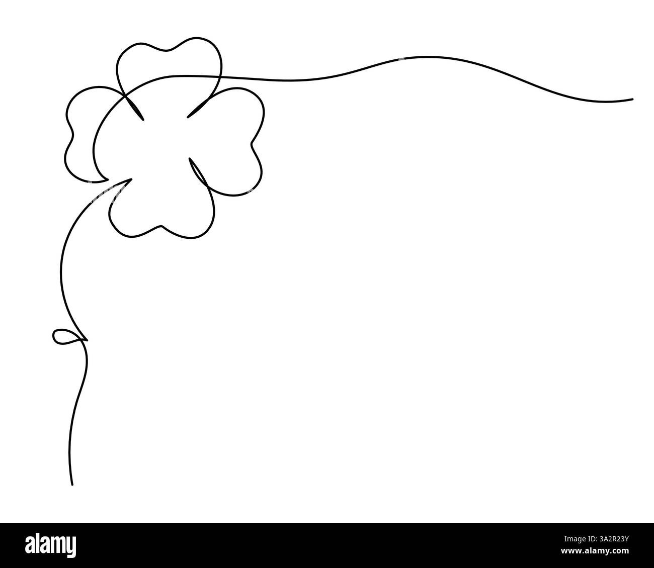 Clover leaf one line art drawing black and white Saint Patricks Day ...