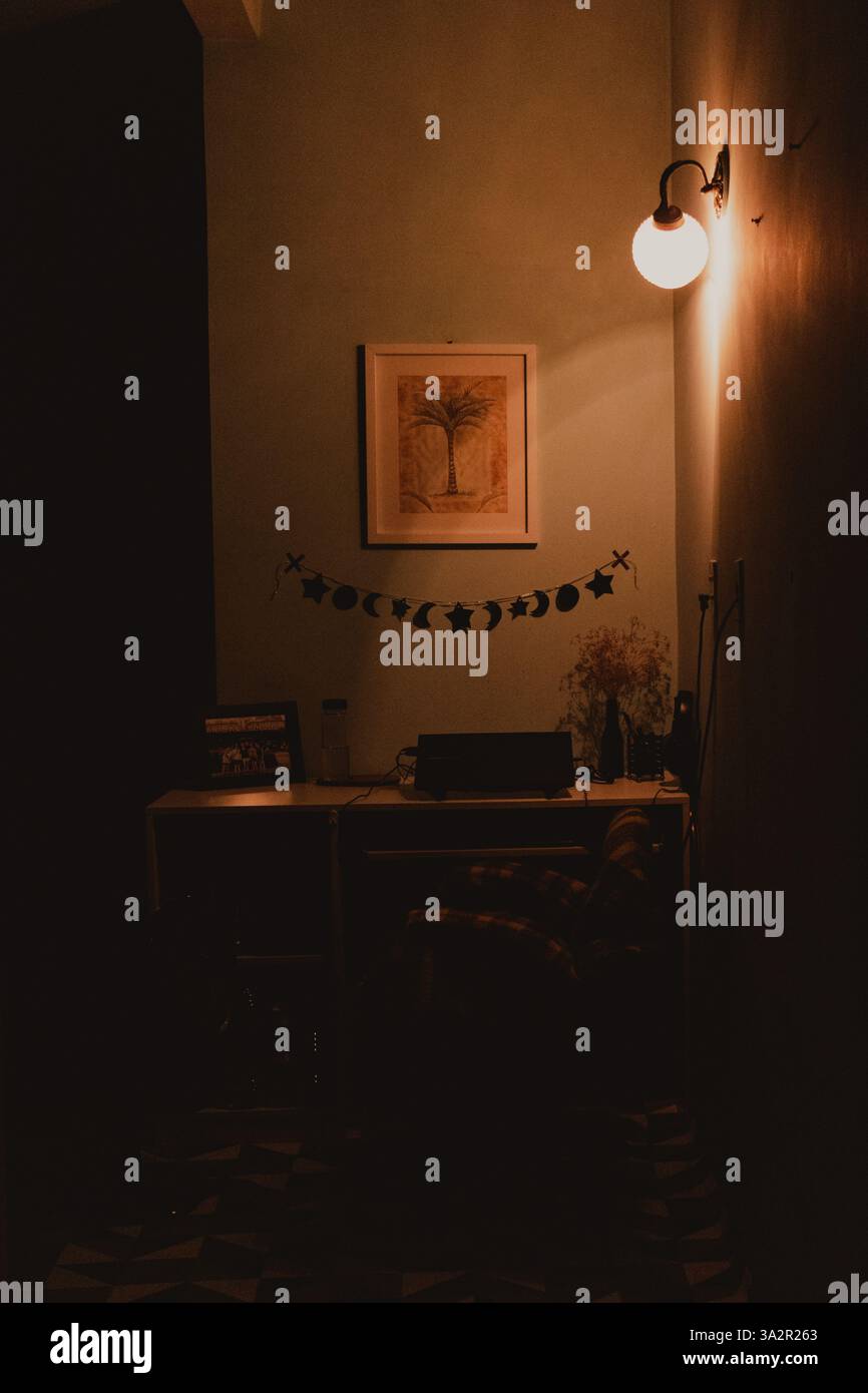 Cozy Interior Corner with Soft Lighting Stock Photo - Alamy