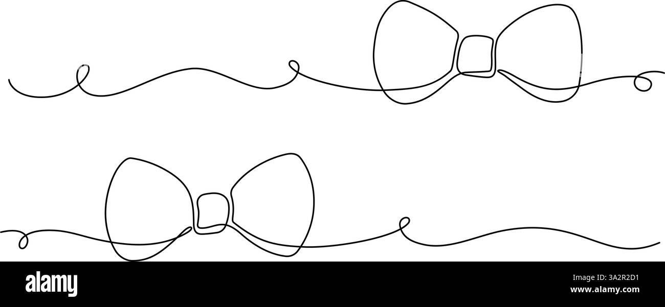Bows single line art drawing abstract minimal one line divider or ...