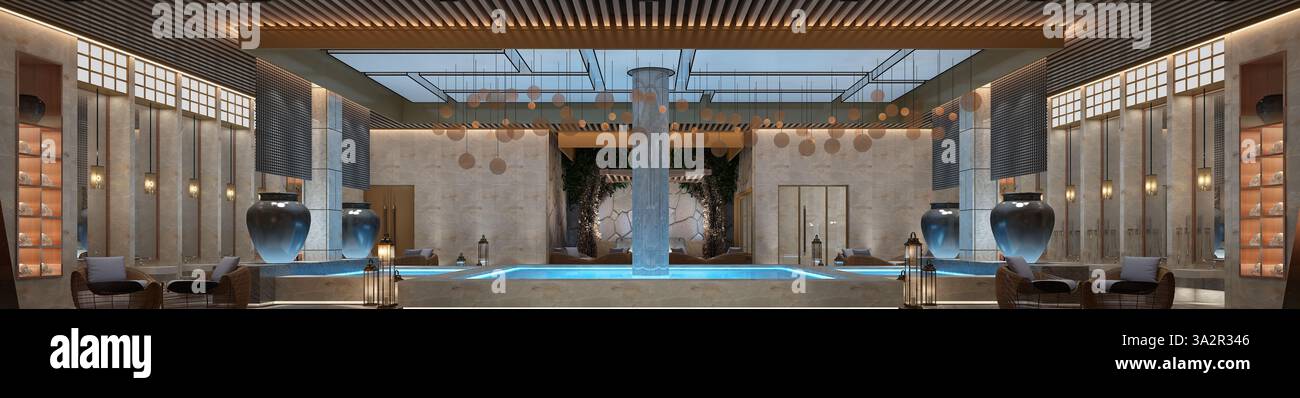 3d render swimming pool gym center Stock Photo - Alamy
