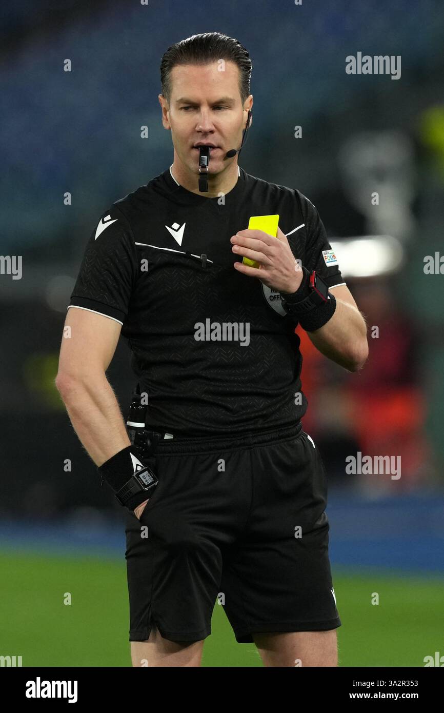 Rome, Italy. 13th Mar, 2025. Referee Danny Makkelie during the Europa ...