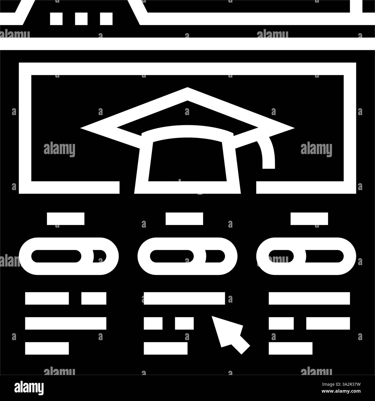 course progress bar education platform glyph icon vector illustration ...