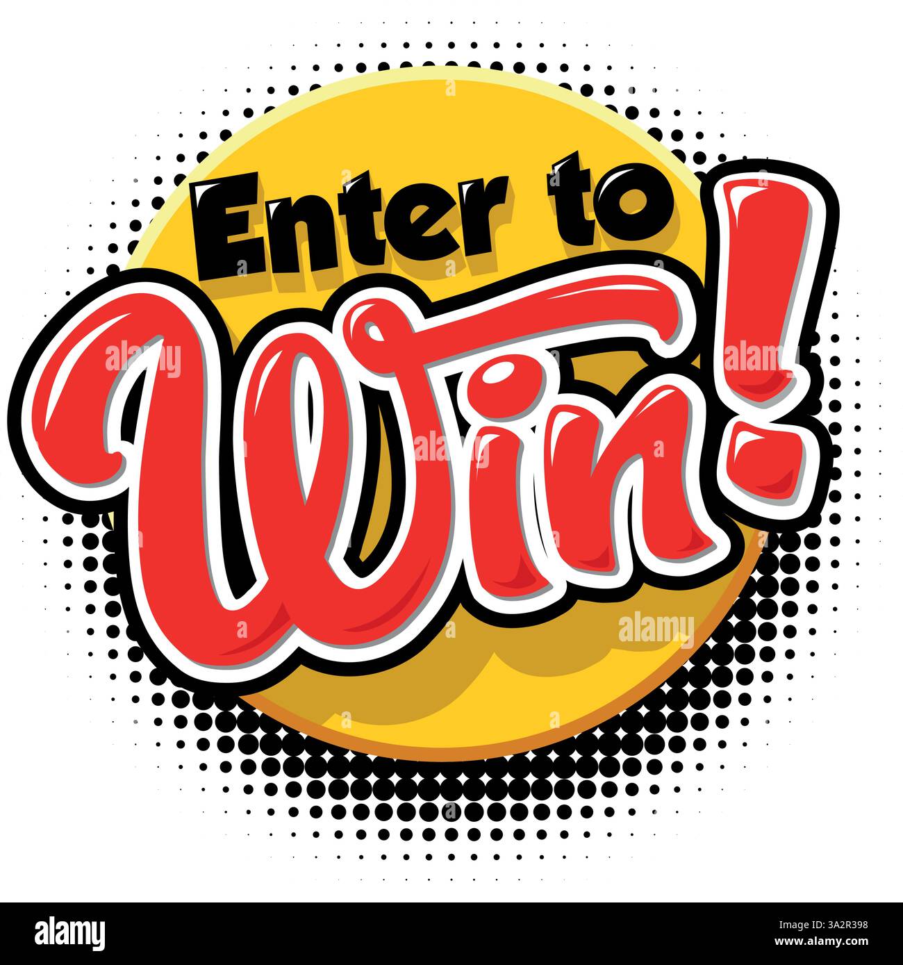 Sign Enter to win on circle bubble in comic style. Vector push button ...