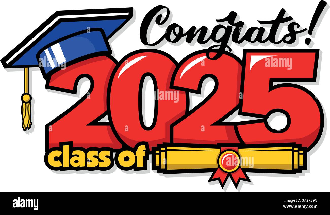 2025 class graduate header. Decorate congratulation for school ...