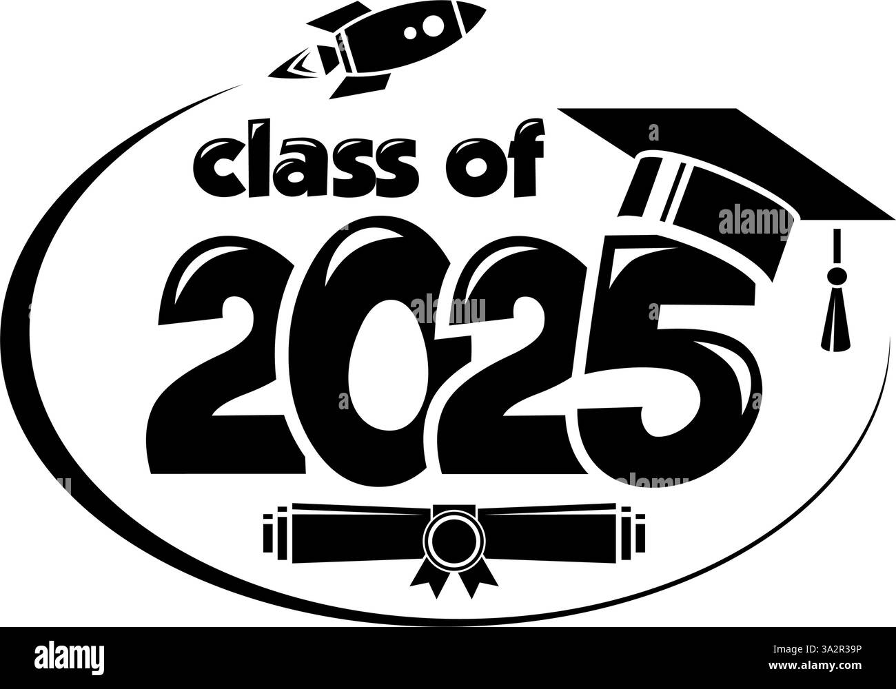 Lettering Class of 2025 for greeting, invitation card. Text for ...