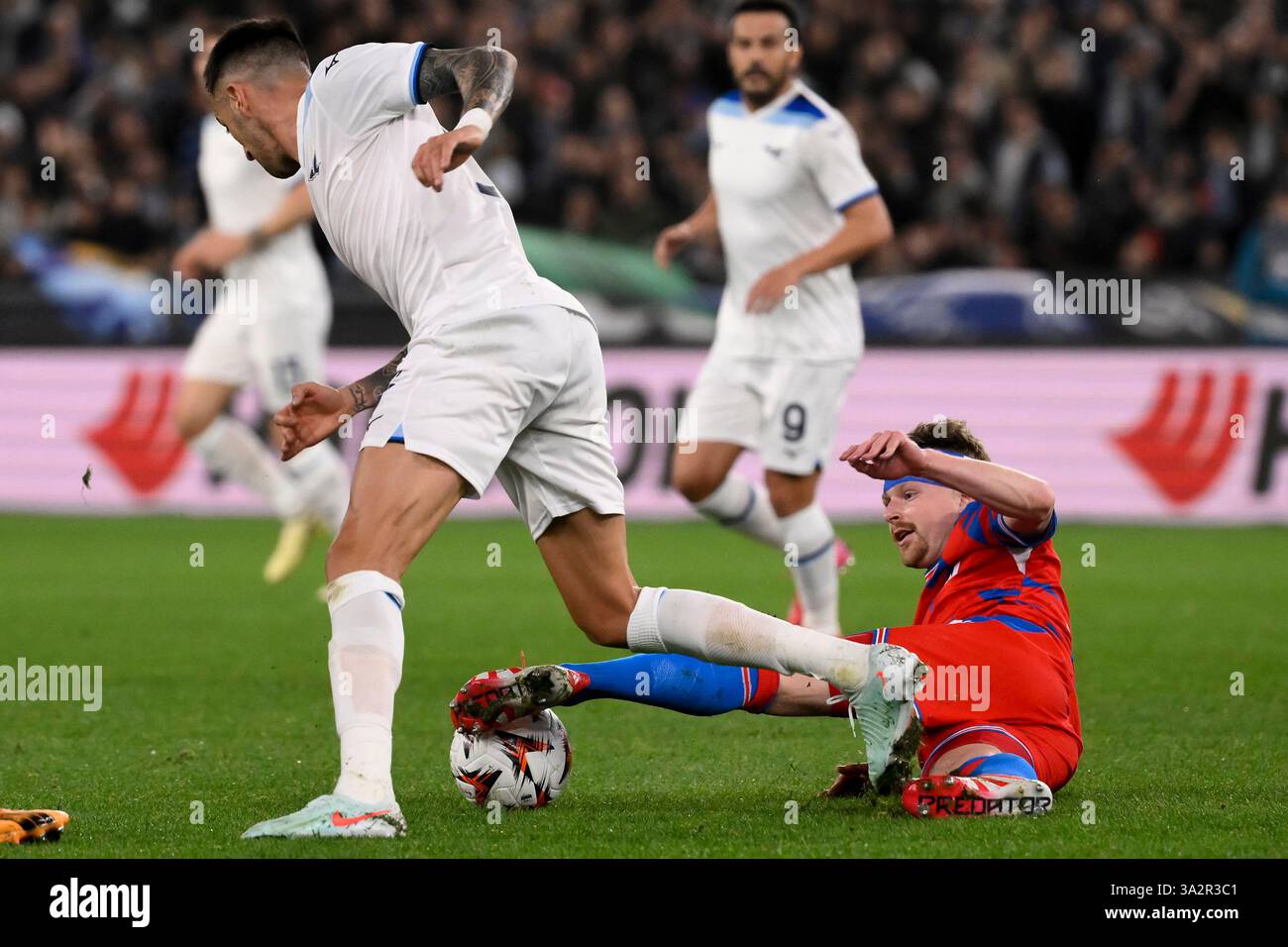 Pavel Sulc of Viktoria Plzen and Matias Vecino of SS Lazio during the ...