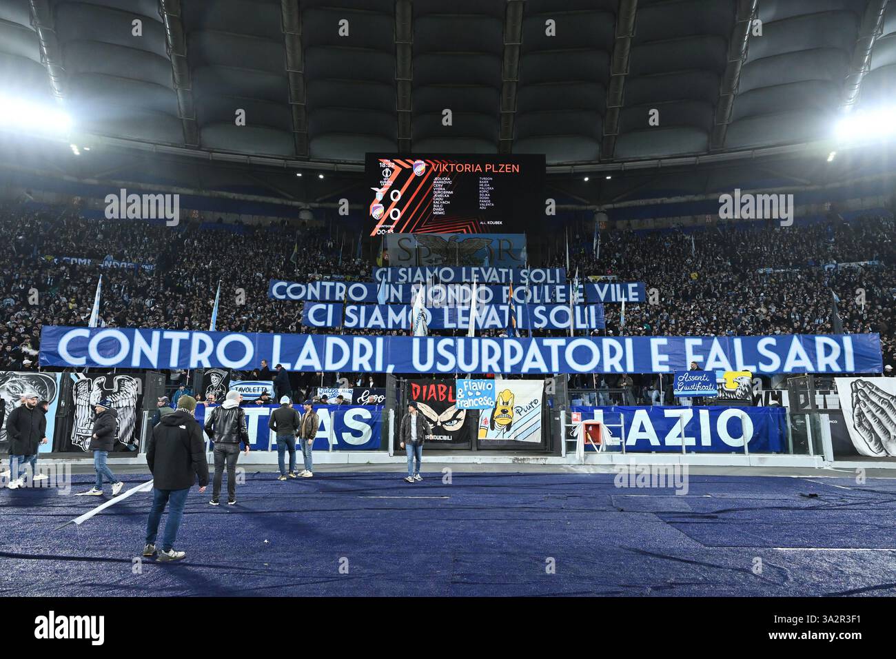 Supporters of S.S. Lazio the 2024/25 UEFA Europa League round of 16 ...