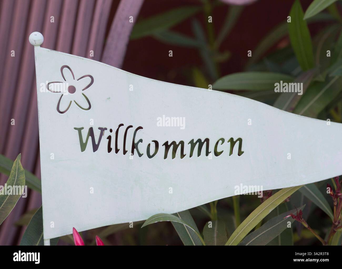 welcome sign at the entrance for greeting and welcoming visitors ...