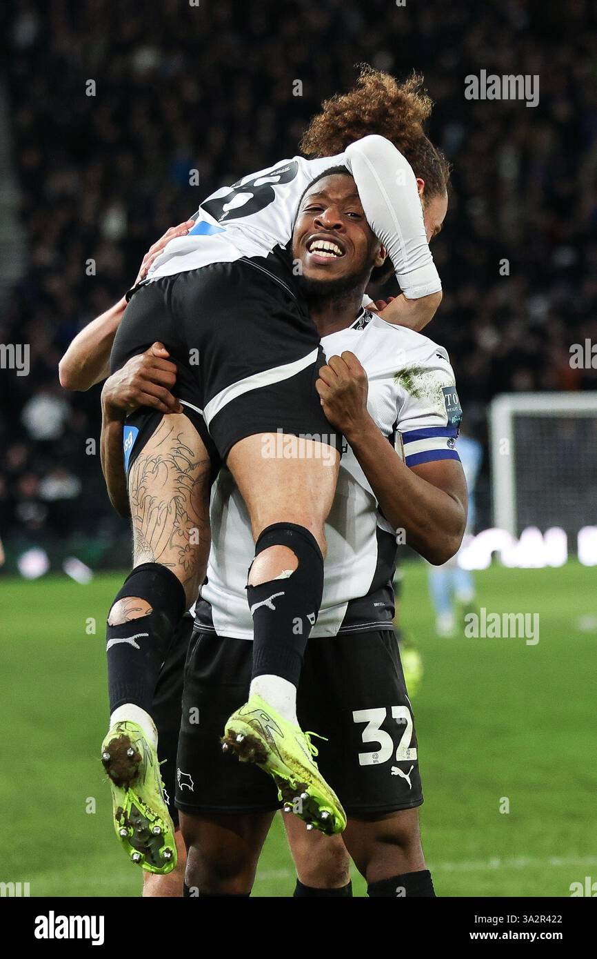 Derby County's Marcus Harness celebrates scoring their side's second ...