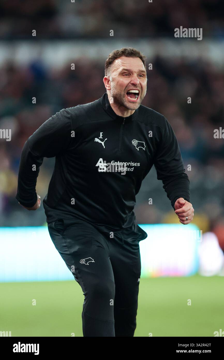 Derby County manager John Eustace during the Sky Bet Championship match ...