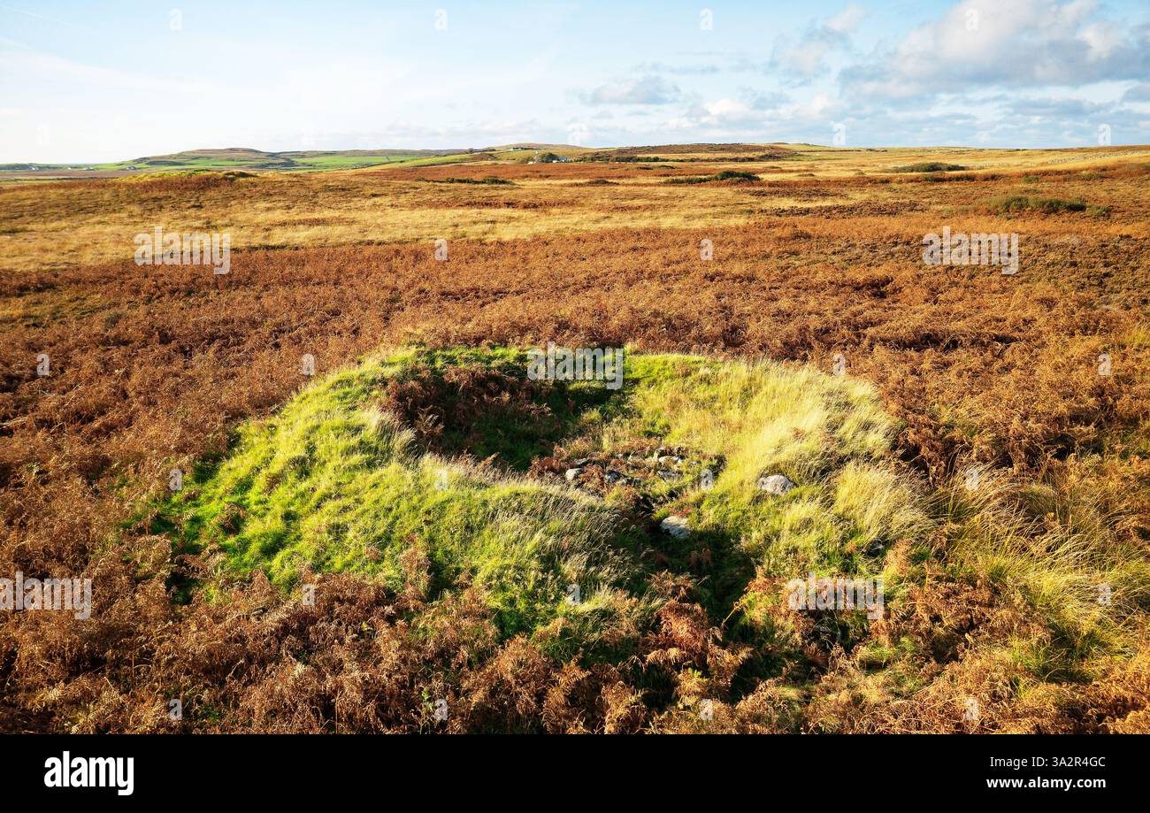 Prehistoric hut circle of An Sithean group, Islay, Scotland. 450m E.N.E ...