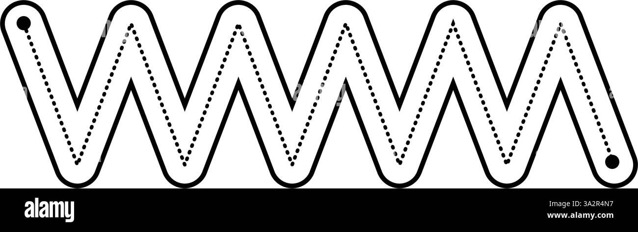 Tracing line dotted horizontal zig zag wavy element for kids worksheet ...