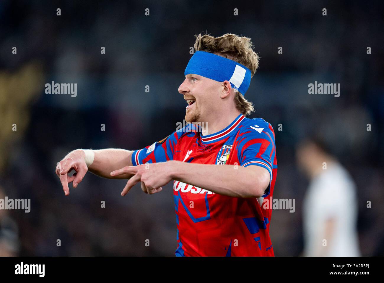 Rome, Italy. 13th Mar, 2025. Pavel Sulc of FC Viktoria Plzen celebrates ...