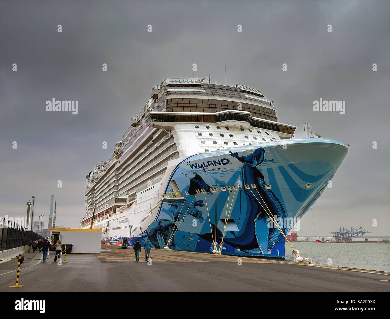 Le Havre, France - 16 January 2025: Cruise ship Norwegian Bliss docked in the port of Le Havre ...