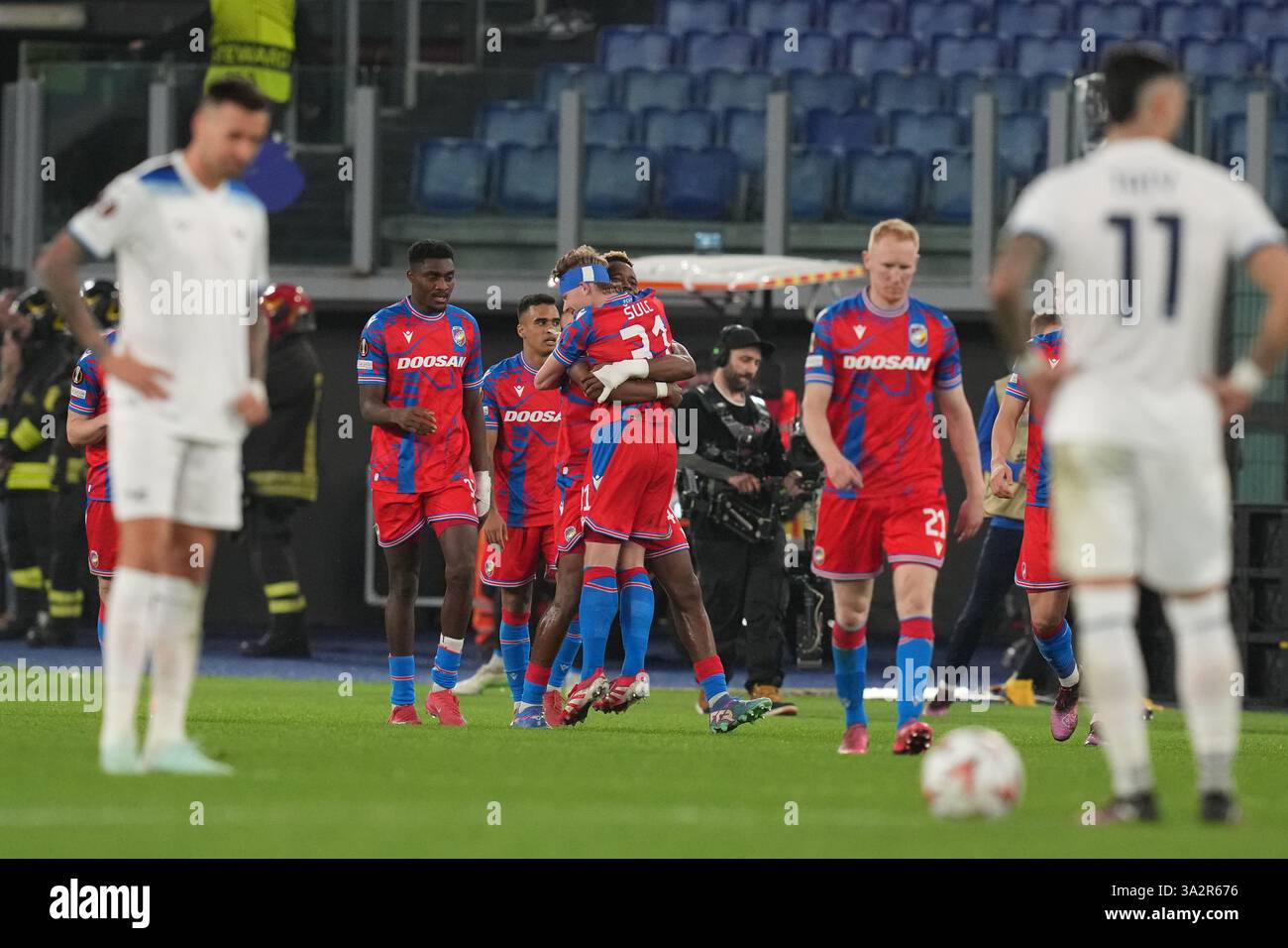 Plzen’s Pavel Sulc celebrate after scoring during the UEFA Europa ...