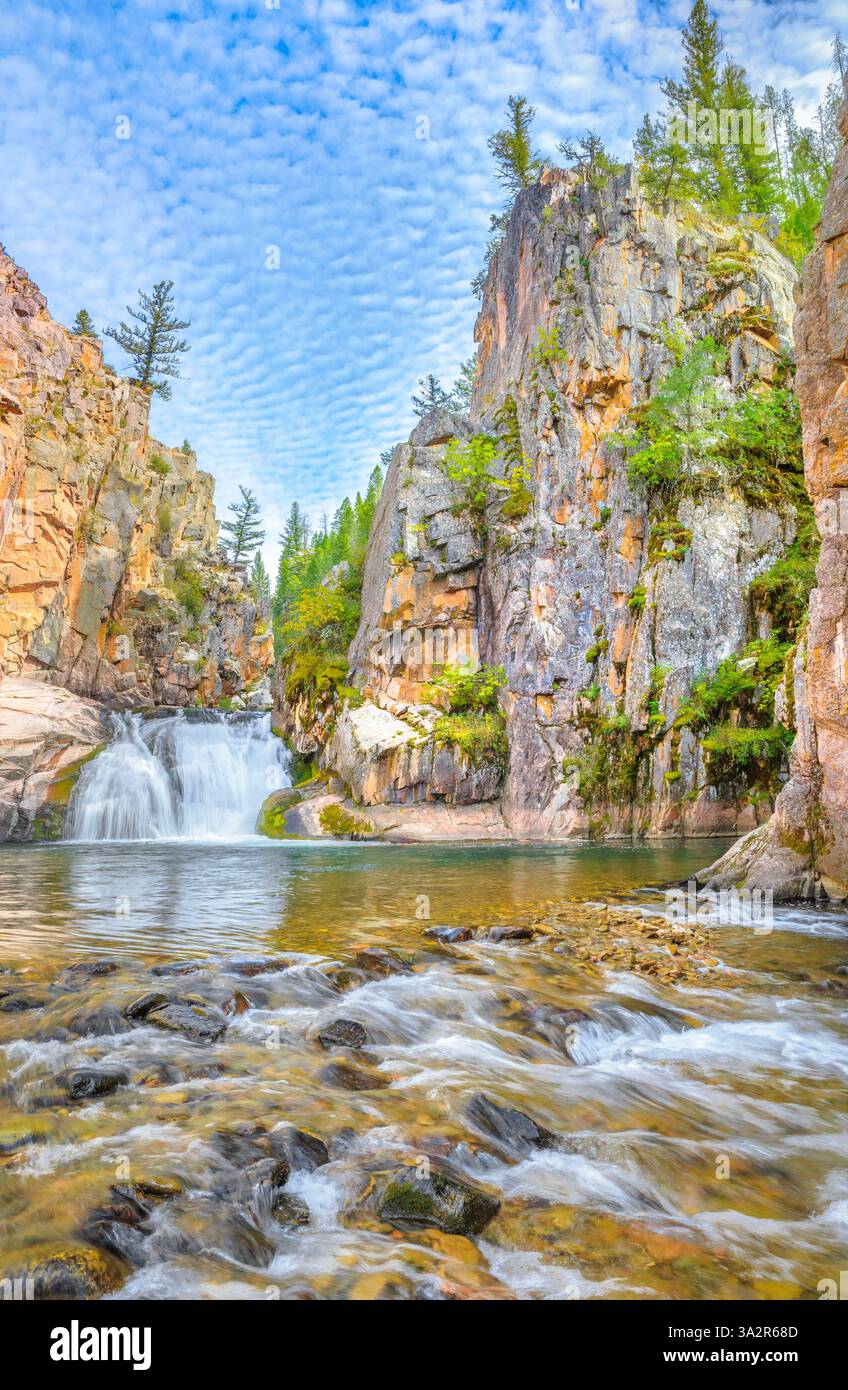 secluded waterfall on tenderfoot creek in the little belt mountains ...