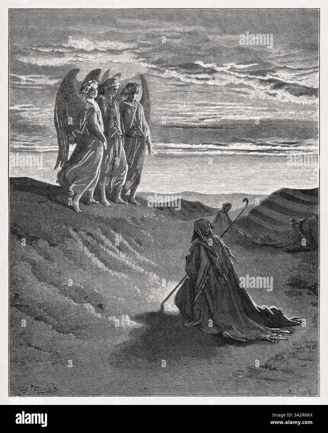 Engraving depicting Abraham and the three angels made in 1866 by ...