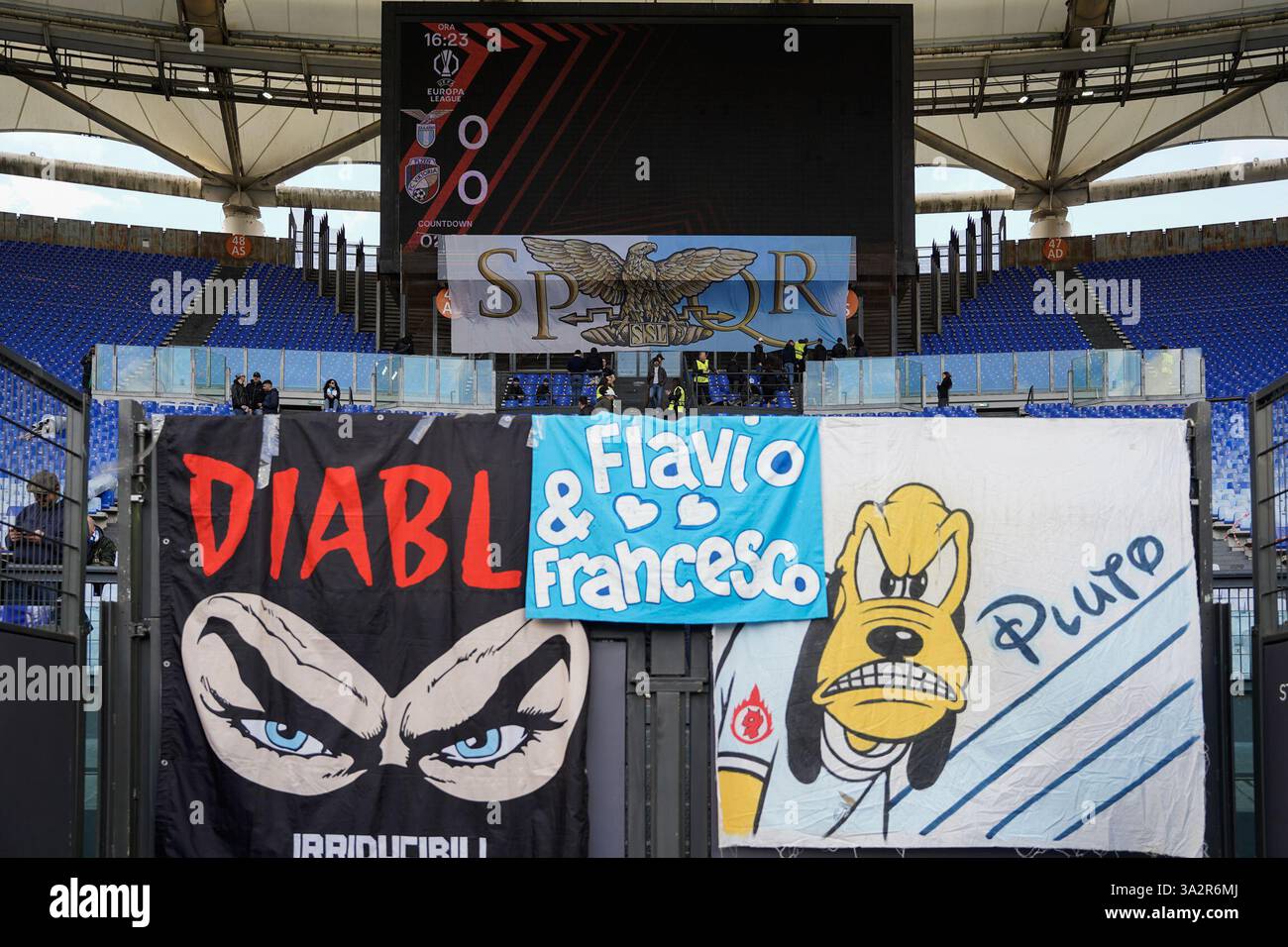Curva Nord Lazio during the round of 16 of the UEFA Europa League between S.S. Lazio and F.C ...