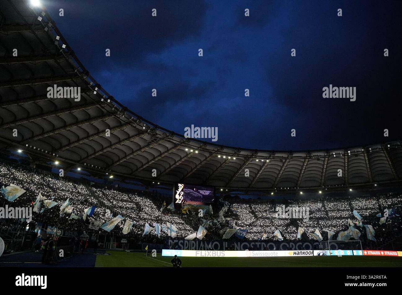 Curva Nord Lazio fans scenography during the round of 16 of the UEFA ...