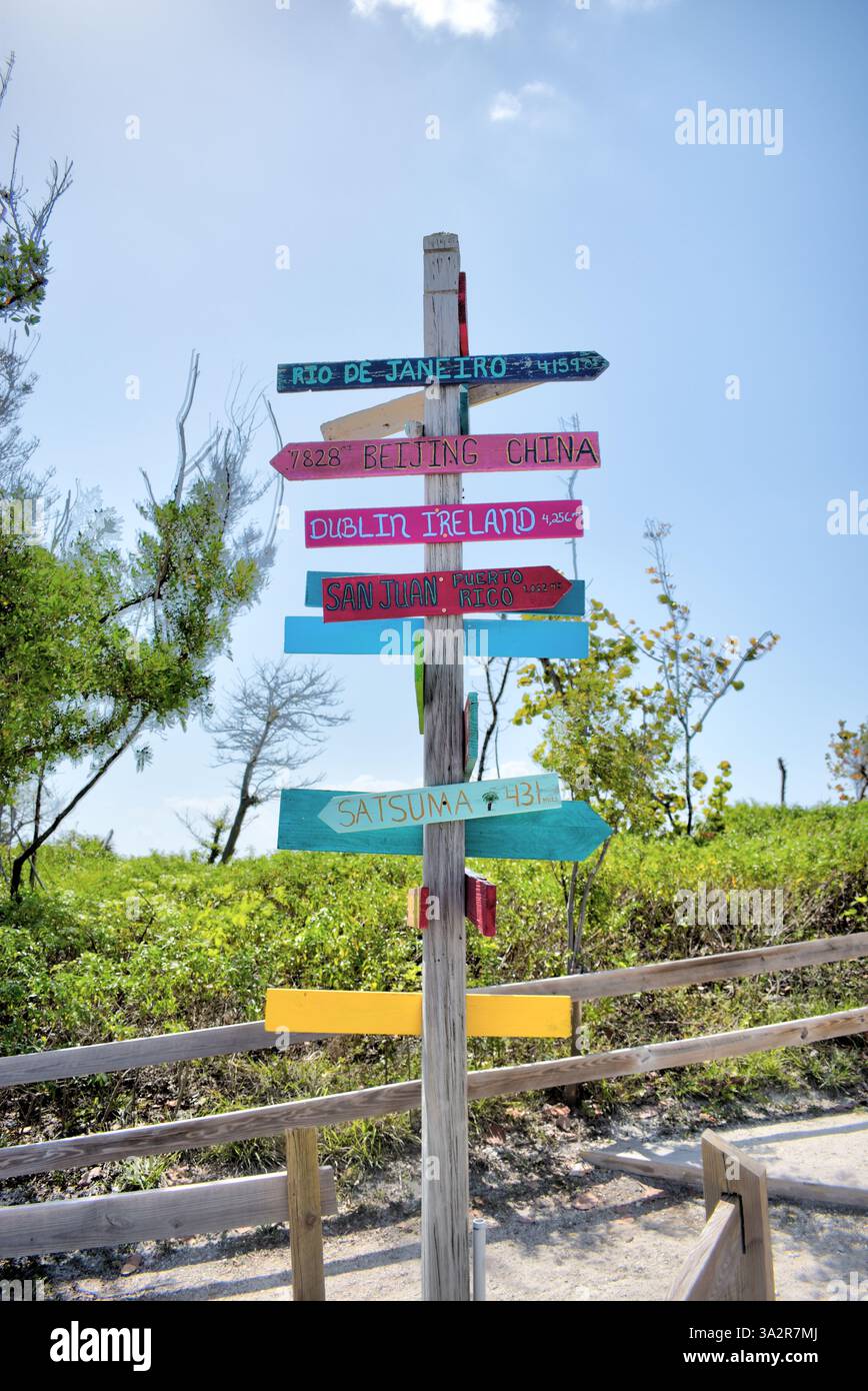 Destination Sign on Post at Bahia Honda State Park Florida Keys Stock ...