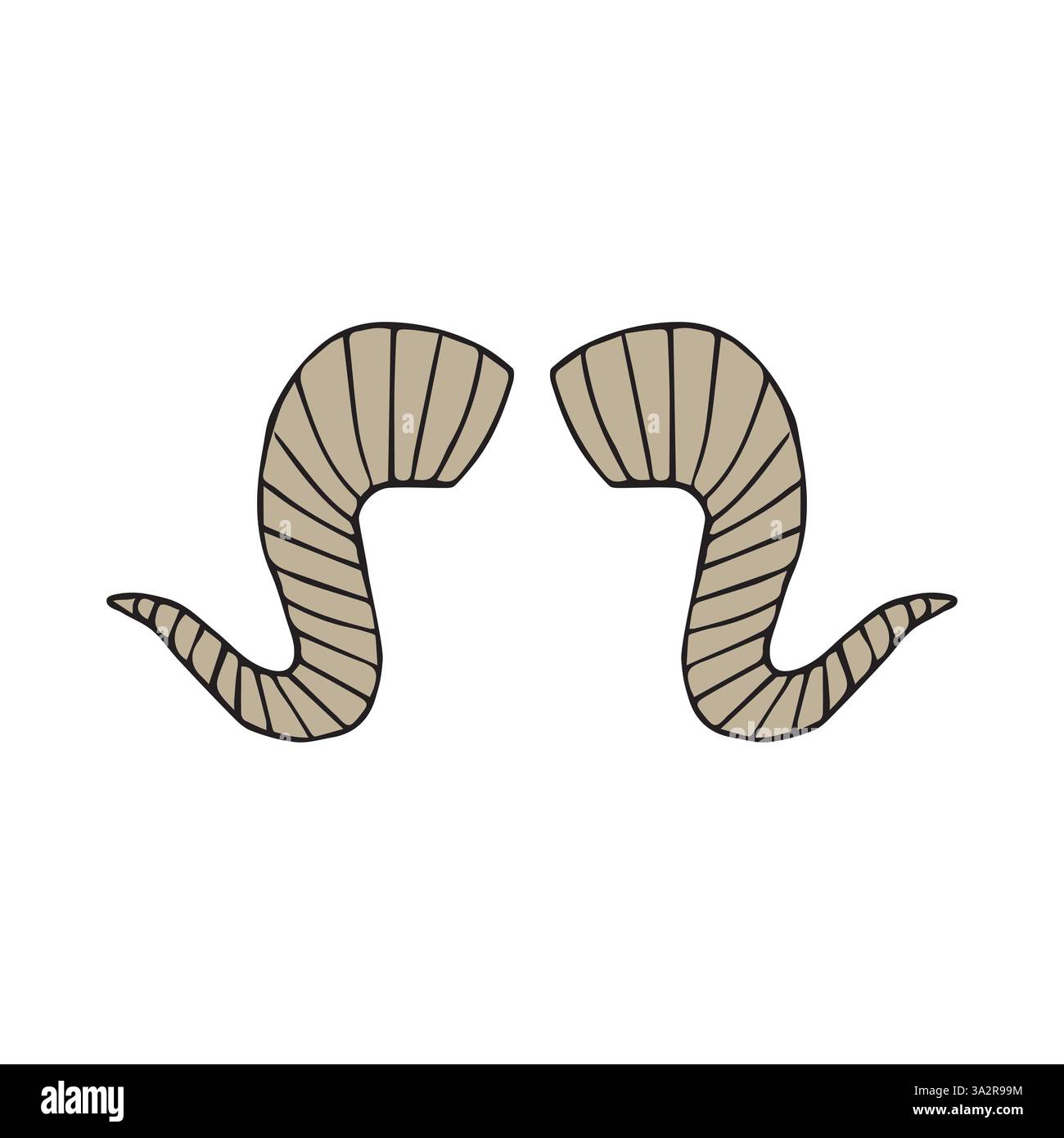 Vector hand drawn sketch doodle colored goat horns isolated on white ...