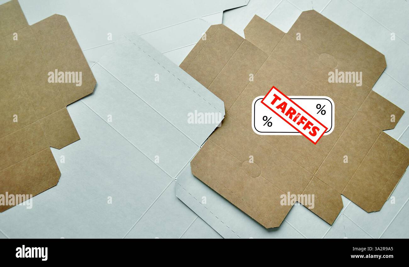 Tariff label, Trade tariffs concept, Trade war, High prices, Import ...