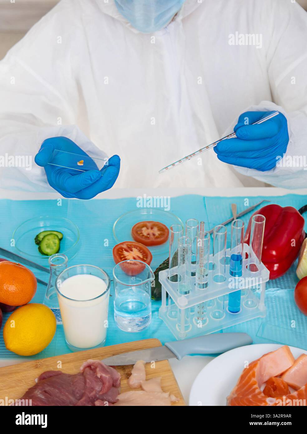 laboratory testing of different food products. Selective focus. people Stock Photo - Alamy