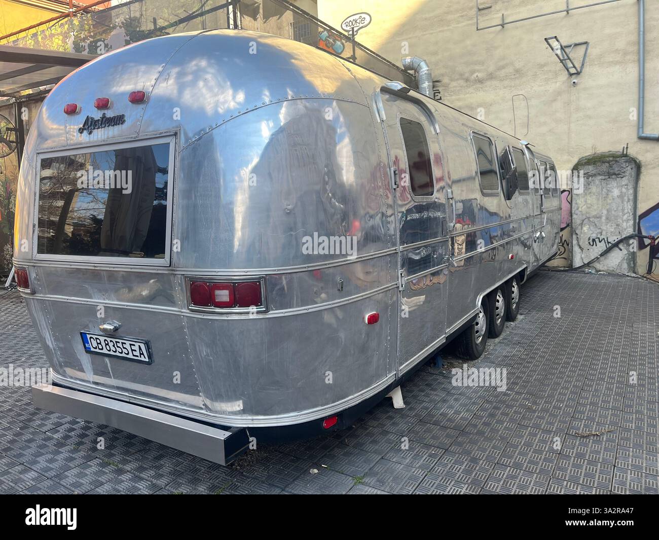 Airstream trailer caravan with Bulgarian number plate in Sofia Bulgaria ...