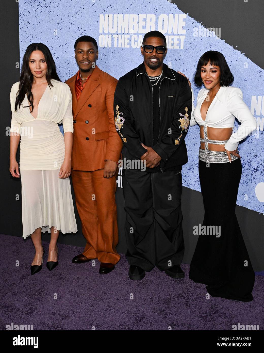 March 12, 2025, Hollywood, California, USA: (L-R) Jurnee Smollett, John Boyega, Jamie Foxx and ...