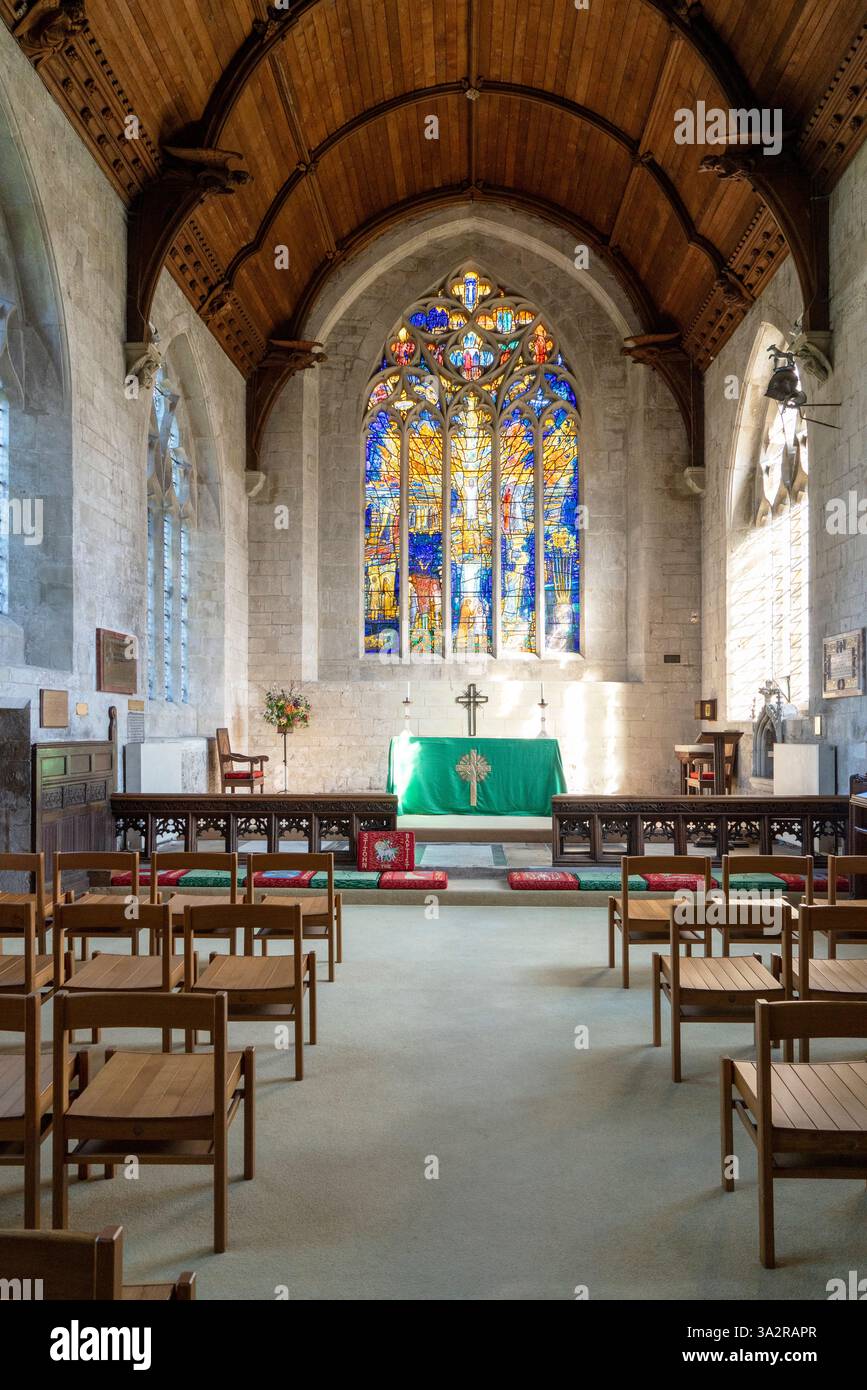 Stained glass east window in St Johns church Tisbury Wiltshire UK Stock ...