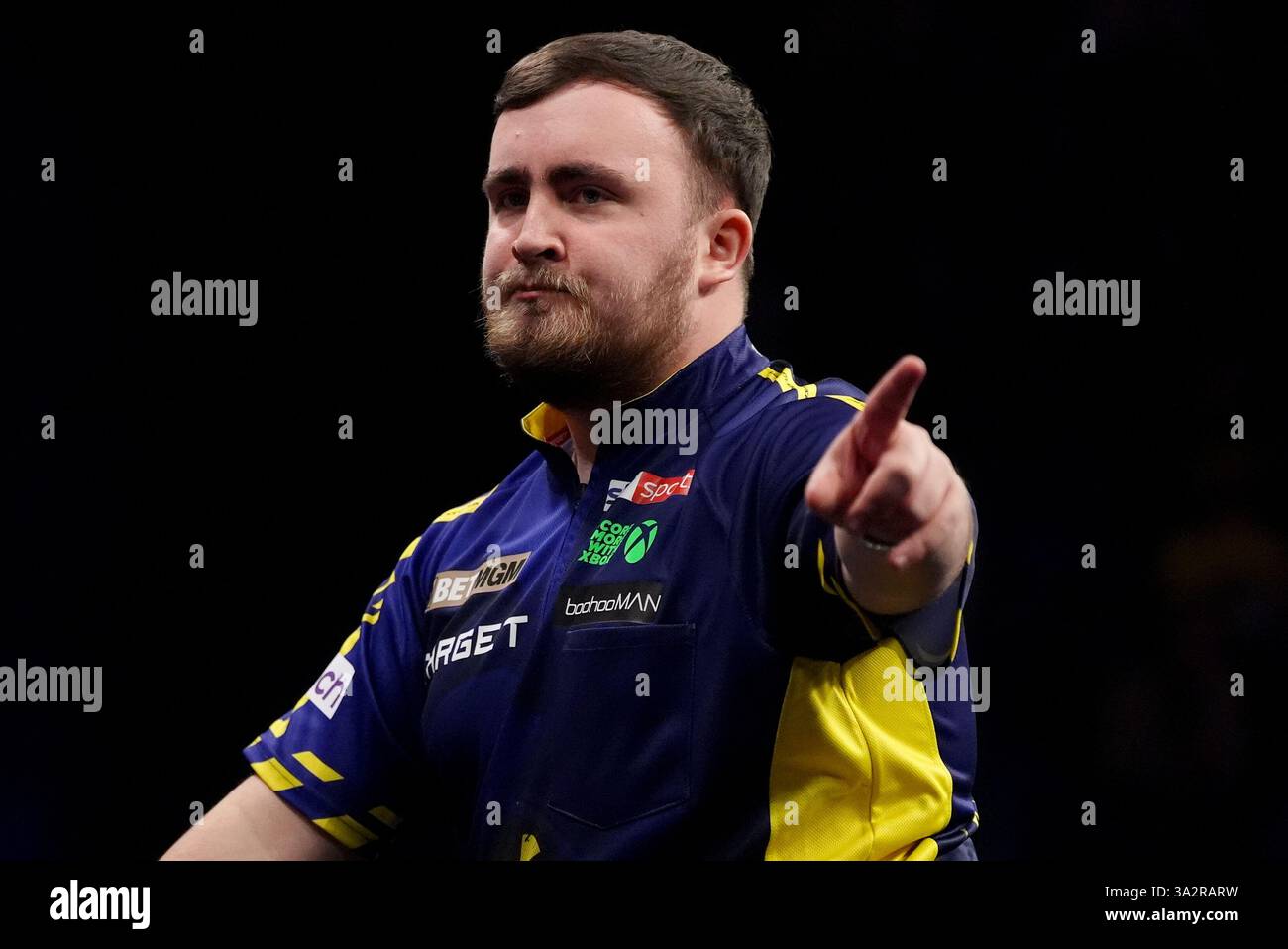 Luke Littler celebrates during night six of the BetMGM Premier League ...