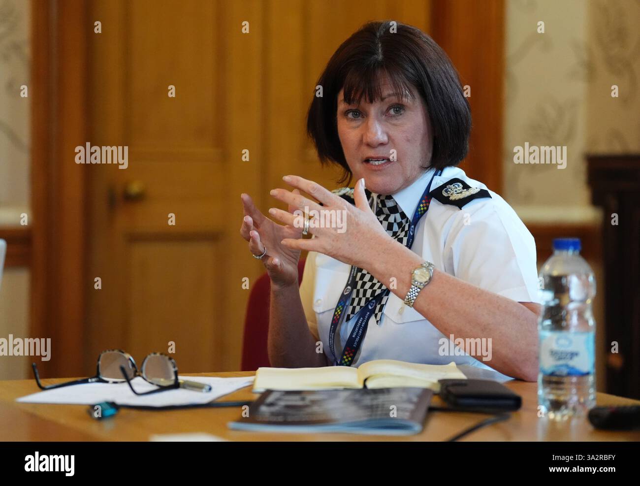 Police Scotland Chief Constable Jo Farrell briefing the media at Police ...