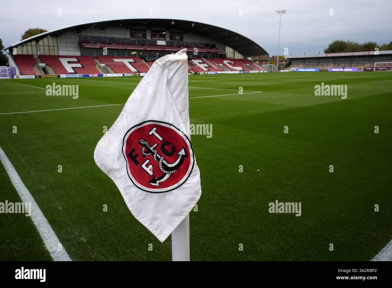 A view of a corner flag inside the ground before the Sky Bet League Two ...