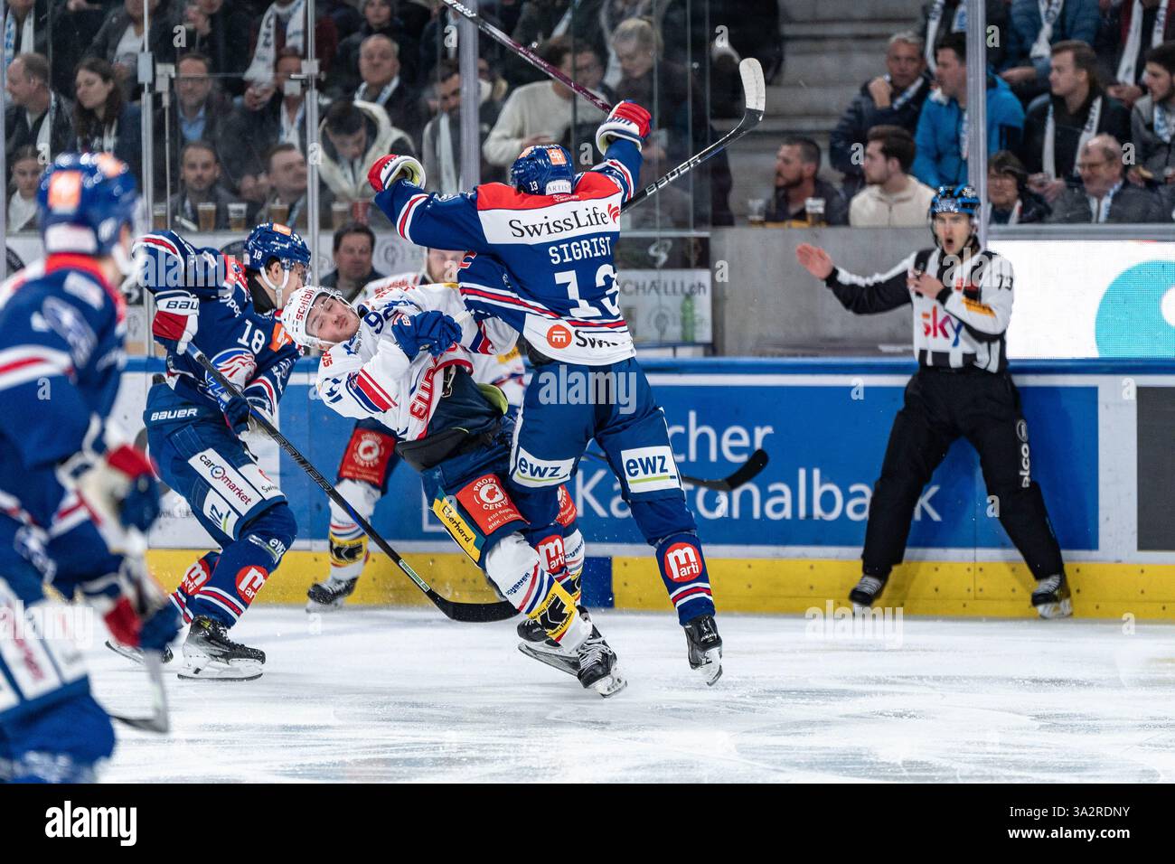 Zurich, Switzerland. 13th Mar, 2025. March 13, 2025, Zurich, Swiss Life Arena, ZSC Lions - EHC ...