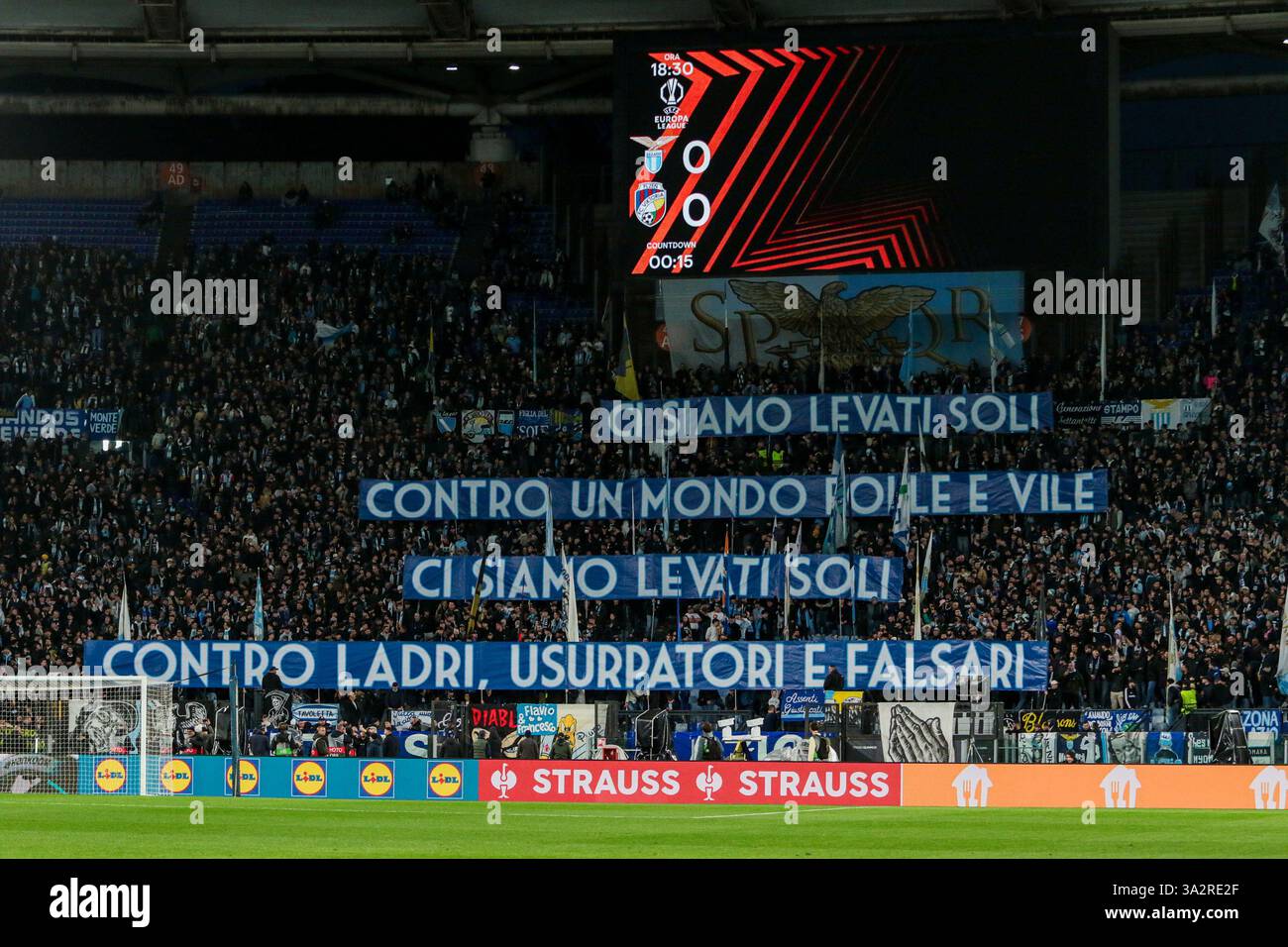 Rome, Italy. 13th Mar, 2025. ss lazio ultras curva nord during Lazio vs ...