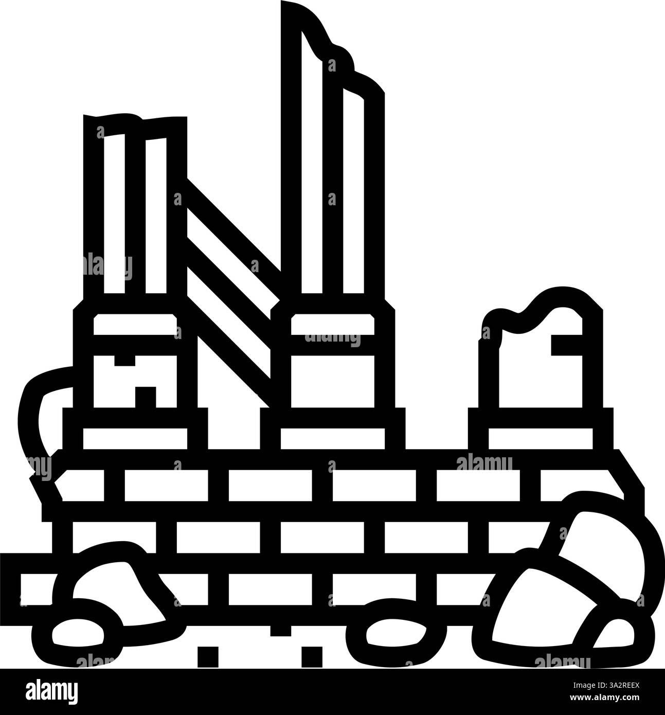 ancient ruins geographical discoveries line icon vector illustration ...