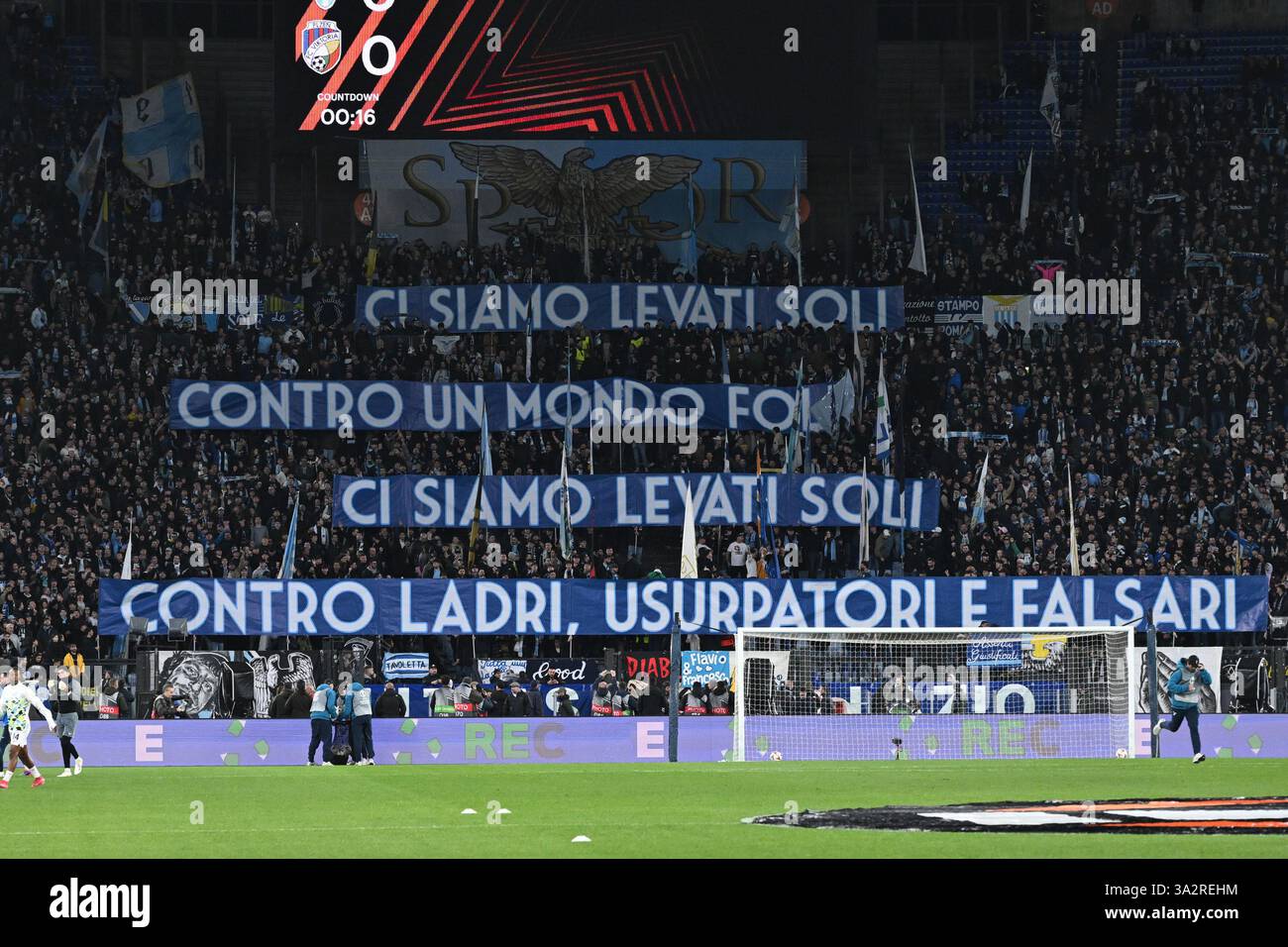 Rome, Italy. 13th Mar, 2025. Supporters of ss Lazio during the UEFA ...