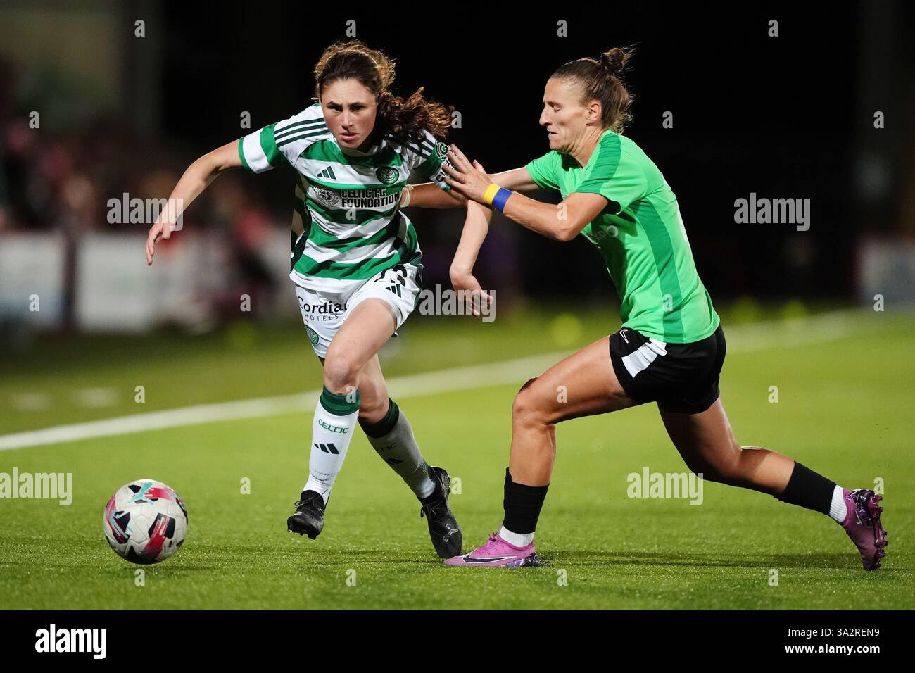 Celtic's Emma Louise Lawton (left) and Vorskla Poltava's Olga Osipyan ...