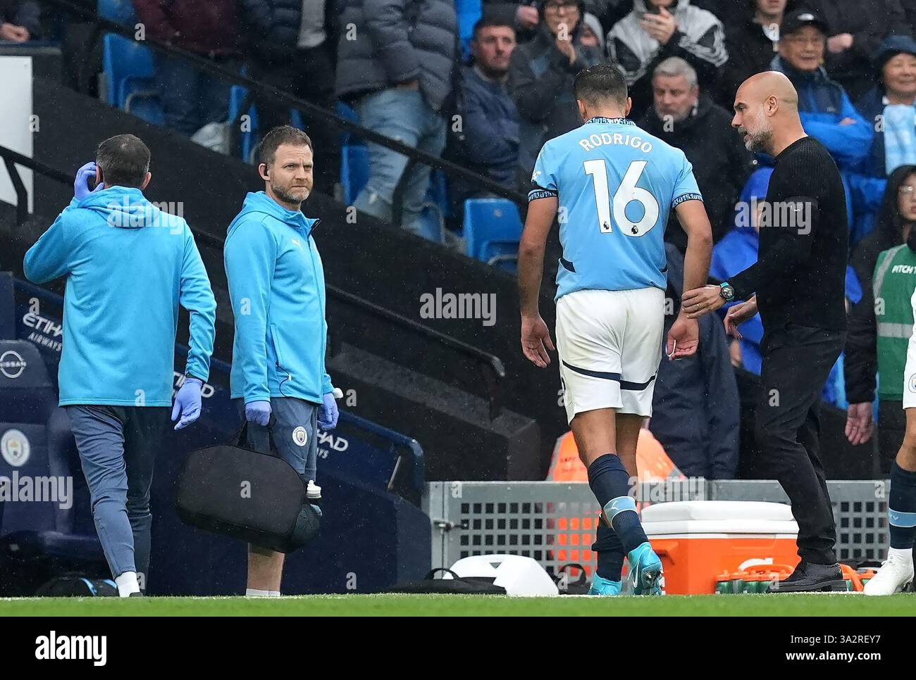 File photo dated 22-09-2024 of Manchester City's Rodri substituted off ...