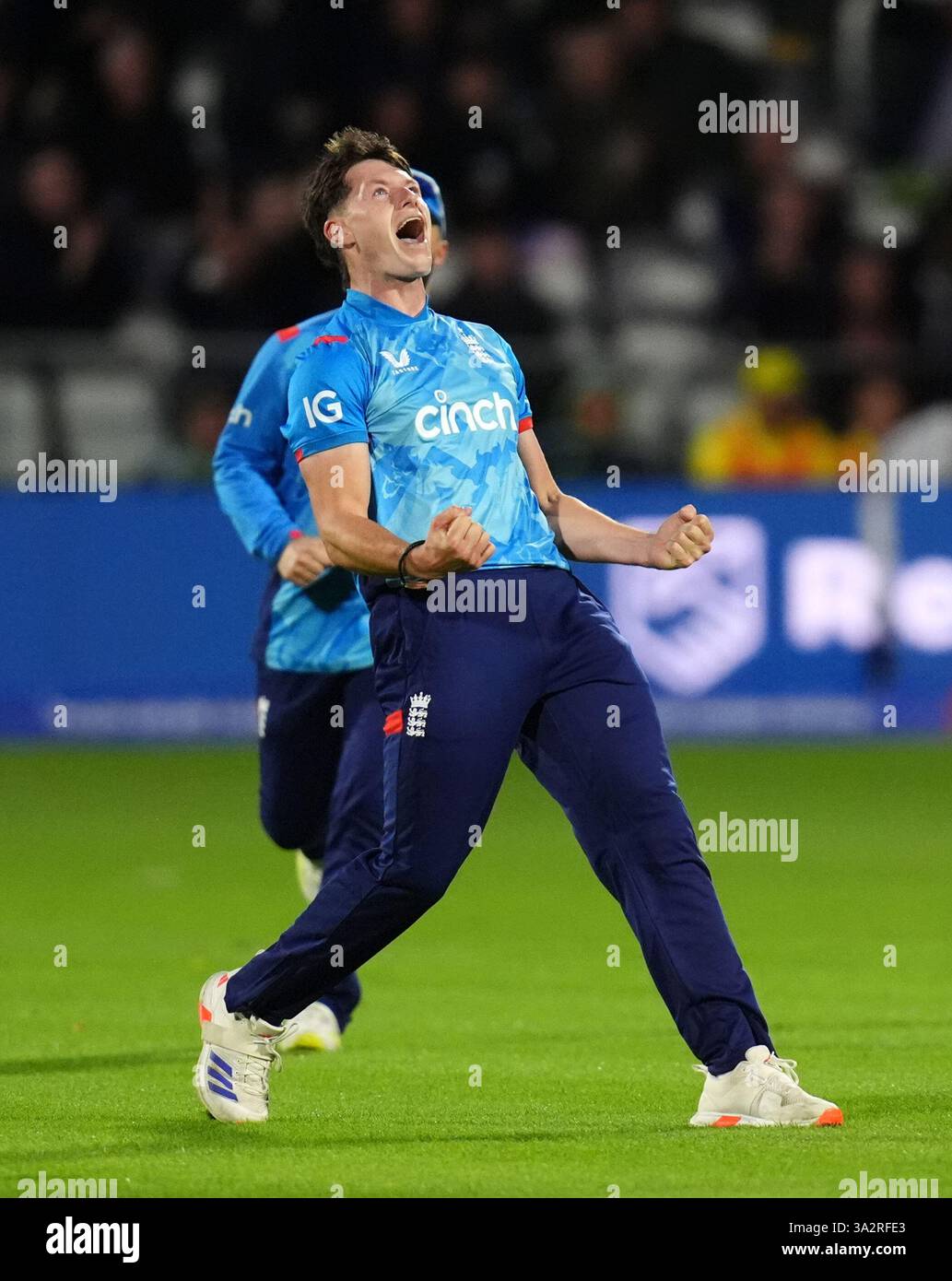England's Matthew Potts celebrates the wicket of Australia's Steve ...